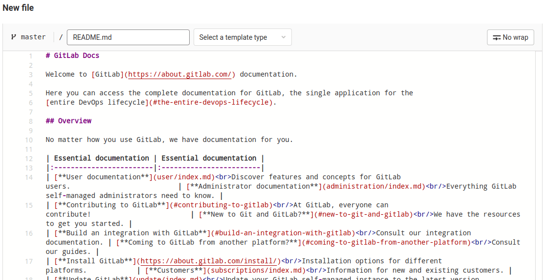 Web editor · Repository · Project · User · Help · GitLab